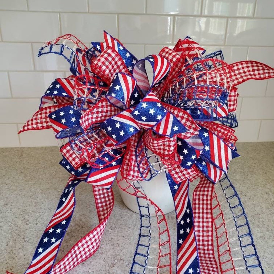 Patriotic USA Support Tree Topper Bow Military Tree Bow Tree Topper Bow ...