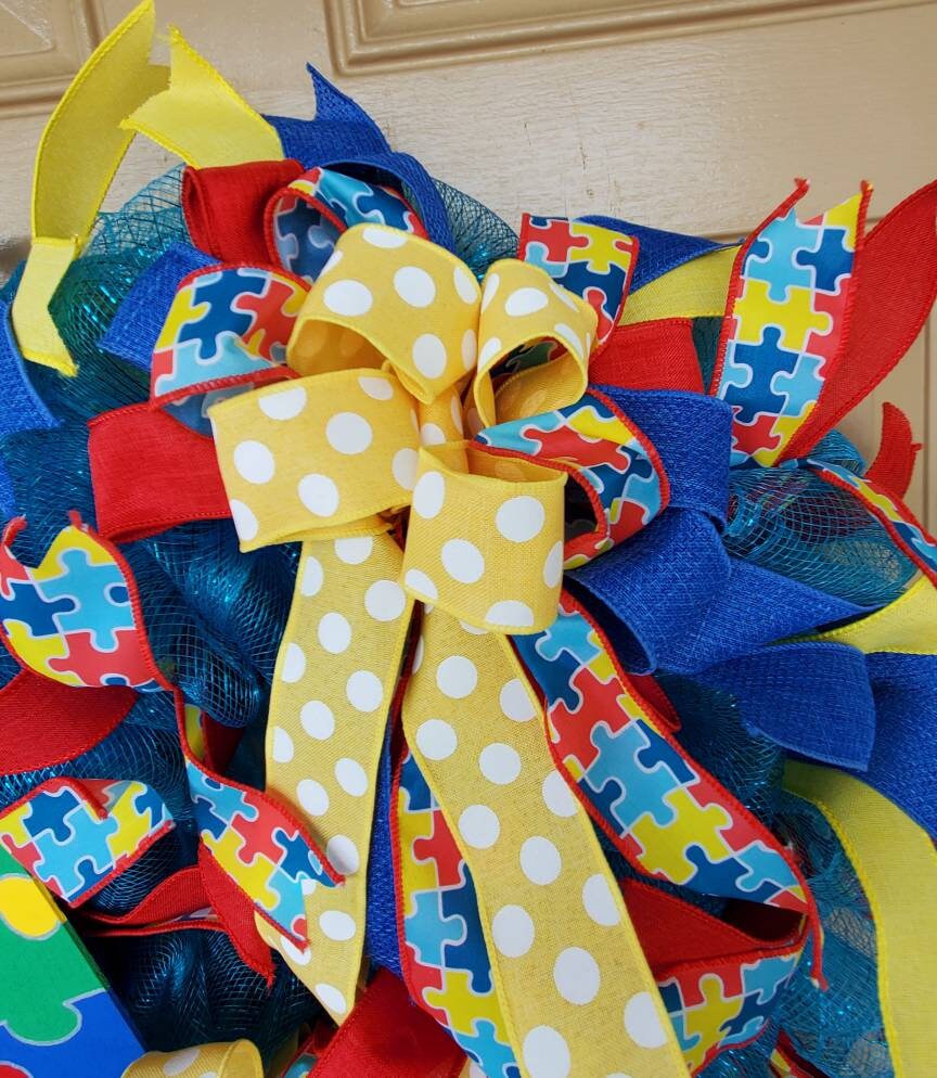 Autism Awareness Front Door Wreath~autism Awareness Wreath ~ Autism ...