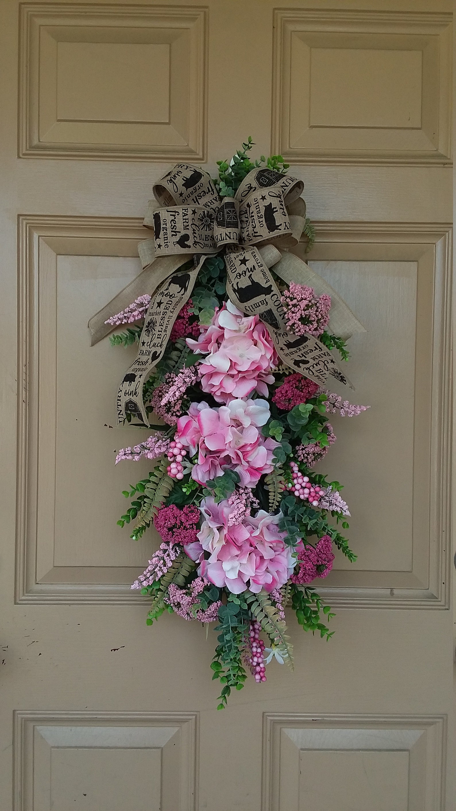 Hydrangea Swag Wreath Pink Pink Hydrangea Door Swag - Etsy
