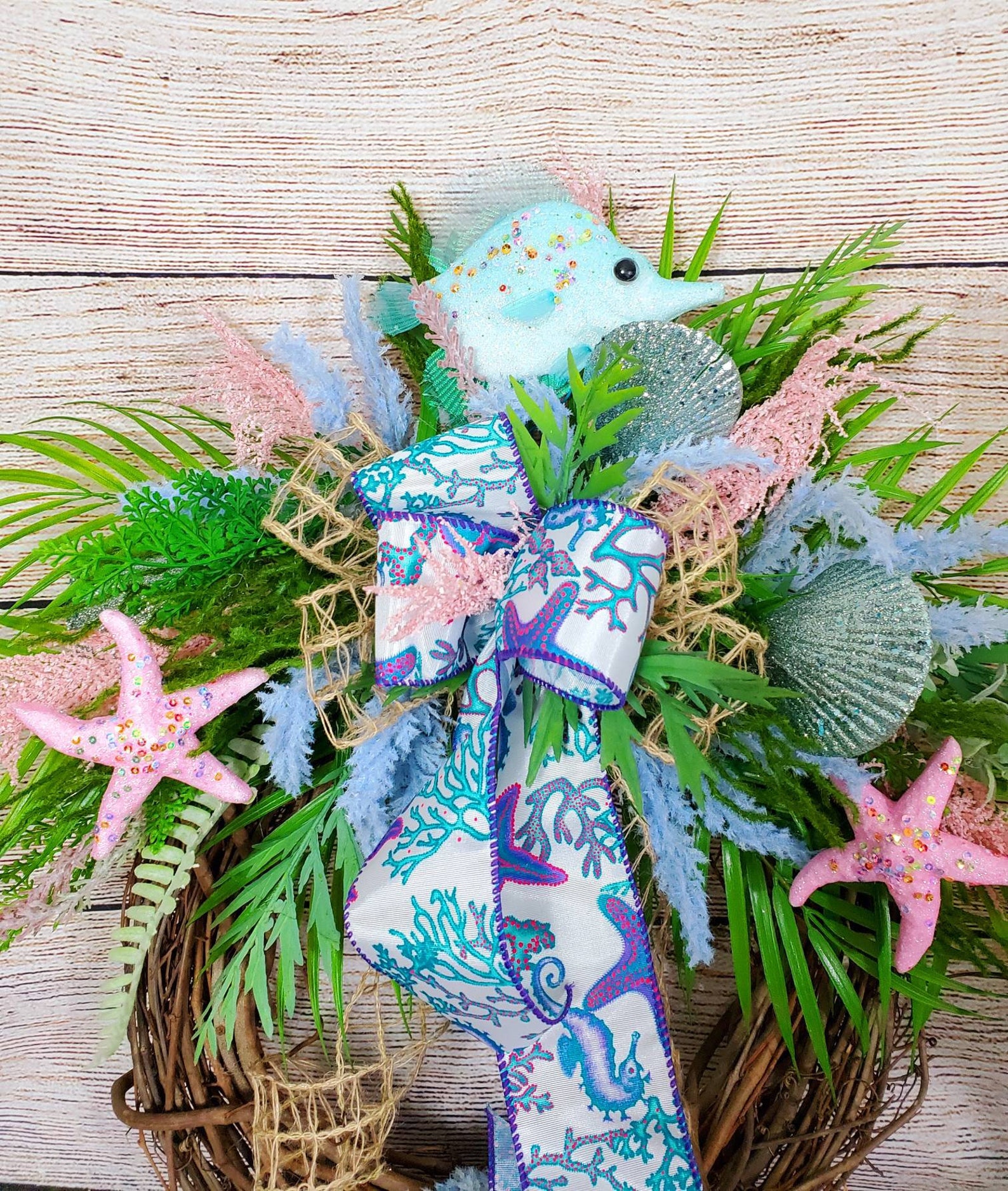 Nautical Beach Natural Wreath Nautical Fish Wreath - Etsy