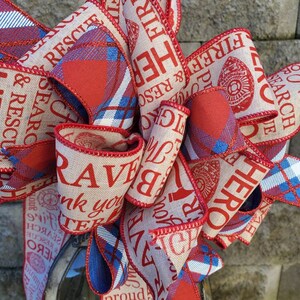 Firefighter Christmas Tree Topper Bow: Handmade Red Ribbon - Etsy