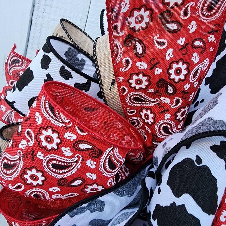 Country Cow Print Christmas Tree Topper Bow Bandana Cow - Etsy