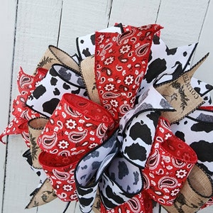 Country Cow Print Christmas Tree Topper Bow ~ Bandana Cow Print Tree ...