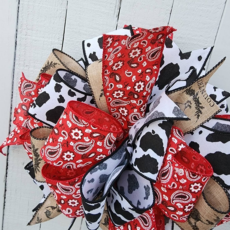 Country Cow Print Christmas Tree Topper Bow Bandana Cow - Etsy