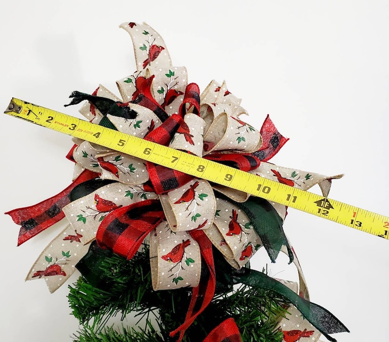 Cardinal Christmas Tree Topper Bow Red Bird Holiday Tree - Etsy
