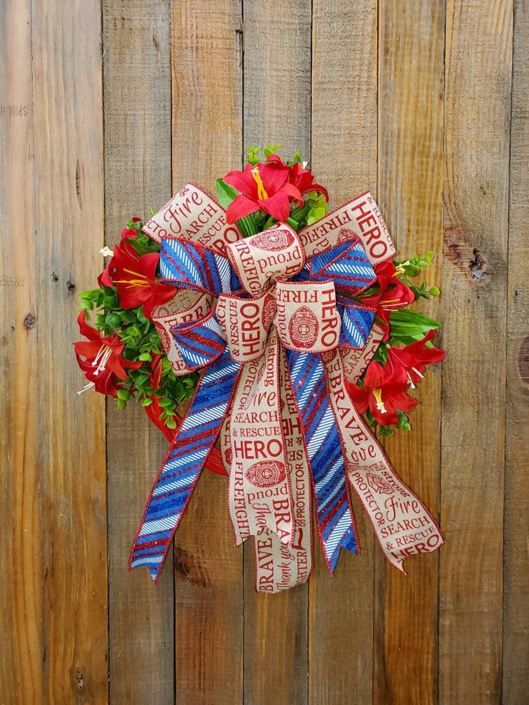 Firefighter Memorial Wreath Small~ Fireman Front Door Wreath ...