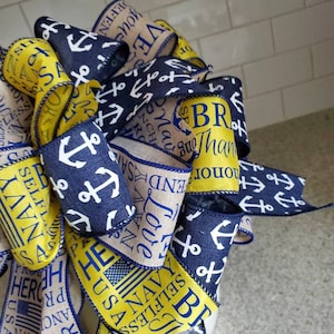 US Navy Support Patriotic Tree Topper Bow Military Navy Tree Bow navy ...