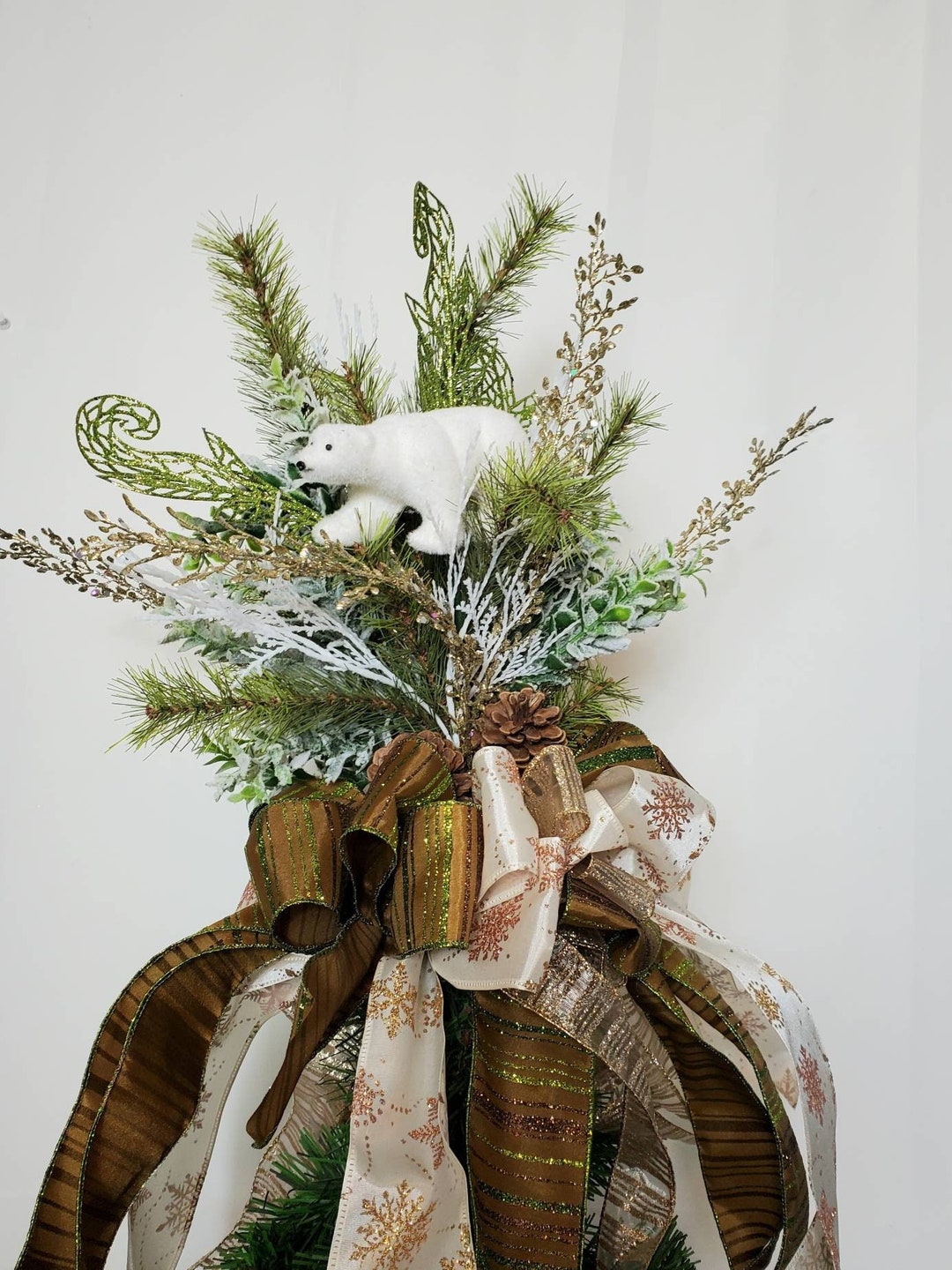 Woodland Polar Bear Christmas Tree Topper Woodland Holiday Tree Topper ...