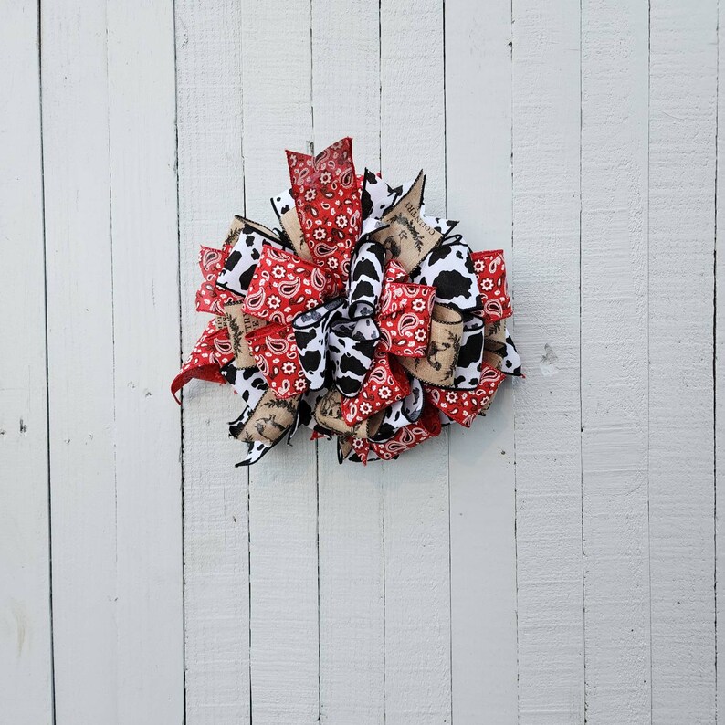 Country Cow Print Christmas Tree Topper Bow Bandana Cow - Etsy