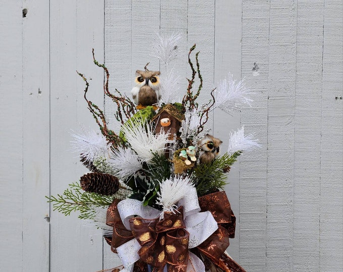 Woodland Themed Christmas Tree Topper 360 Degree Viewing Owl Tree ...