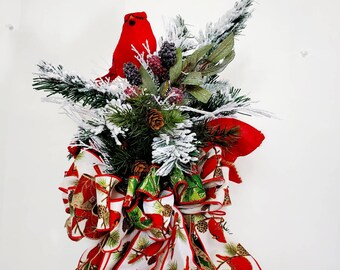 Cottagecore Woodland Cardinal Christmas Tree Topper Bow | Etsy