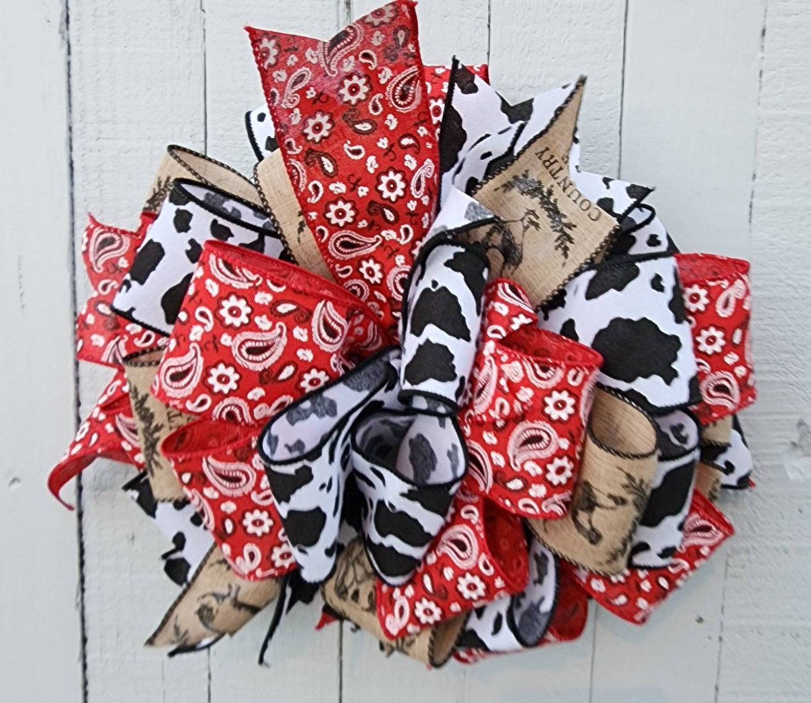 Country Cow Print Christmas Tree Topper Bow Bandana Cow - Etsy
