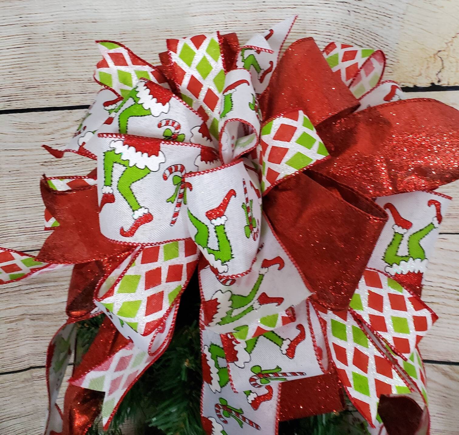 Green Monster Christmas Tree Topper Bow With Dozen Tree Bows - Etsy