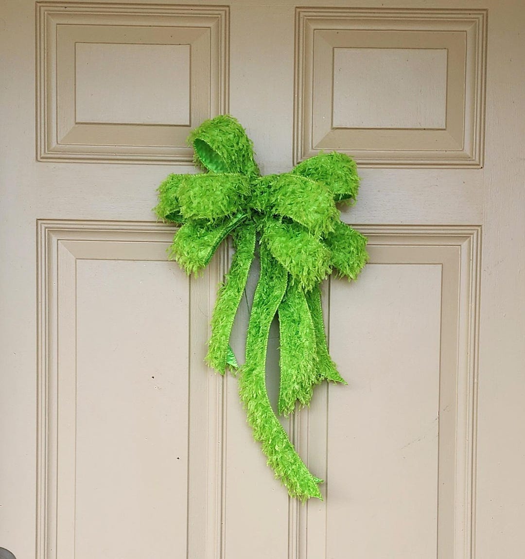 Fuzzy Wired Green Monster Tree Bow ~ Fuzzy Green Monster Front Door ...