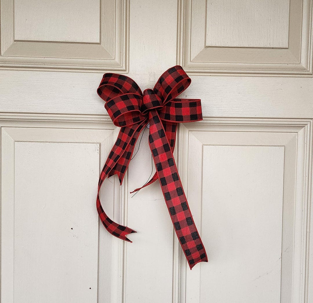 Buffalo Check Tree Bows Set of 6 or Set of 3~ Small Christmas Buffalo ...