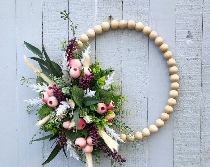 Boho Wooden Bead Home Decor Accent Wreath Boho Home Decor - Etsy
