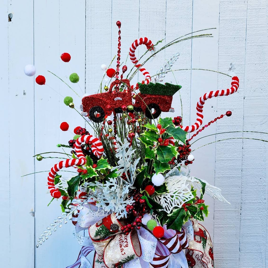 Red Truck Christmas Tree Topper 360 Degrees View Red Truck Holiday Tree ...