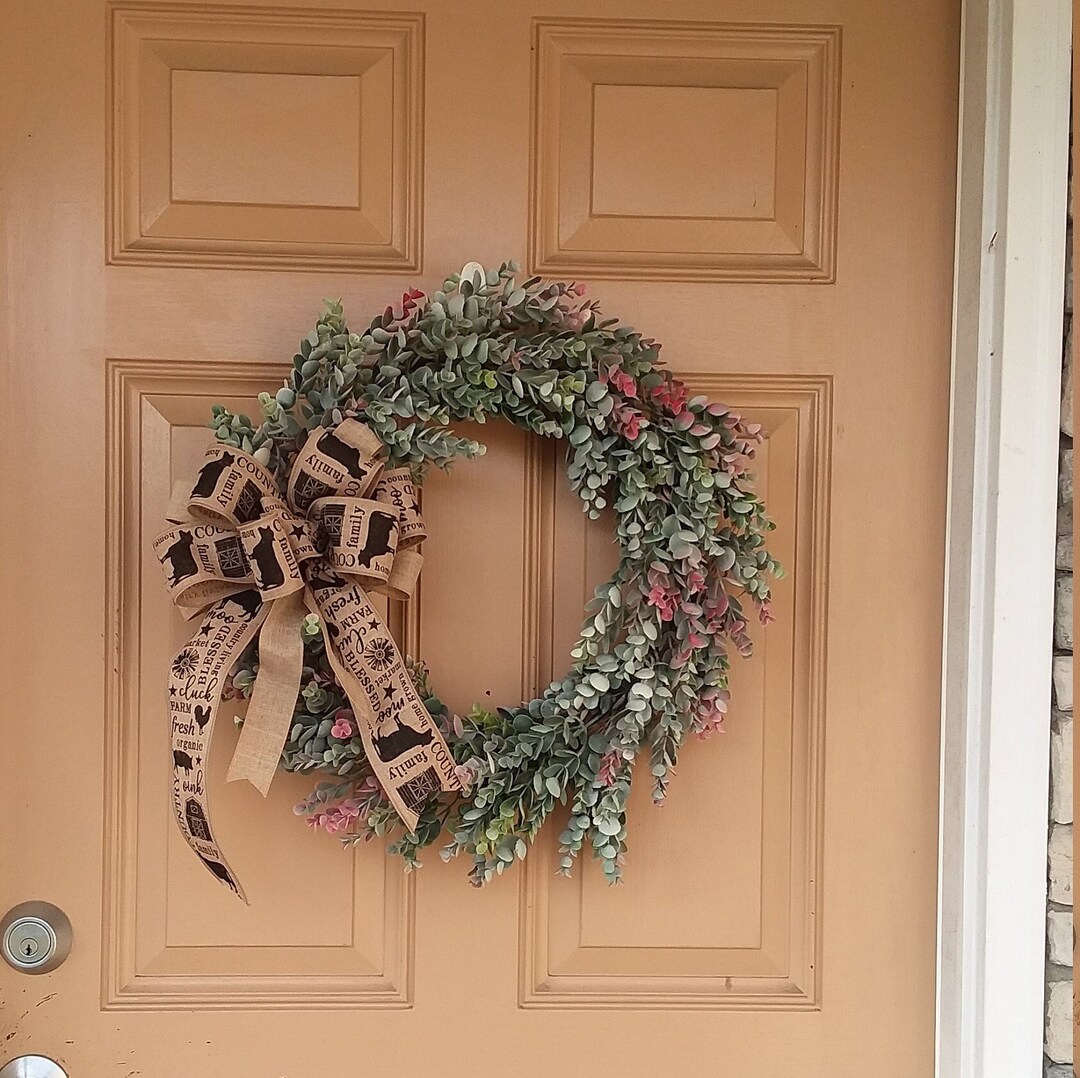 Eucalyptus Farmhouse Everyday Front Door Wreath ~ Greenery Wreath - Etsy