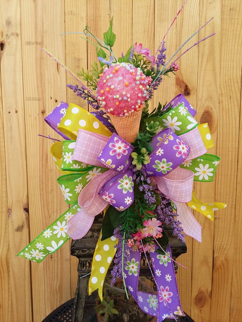 Birthday Swag Ice Cream Cone Lantern Bow Ice Cream Cone | Etsy