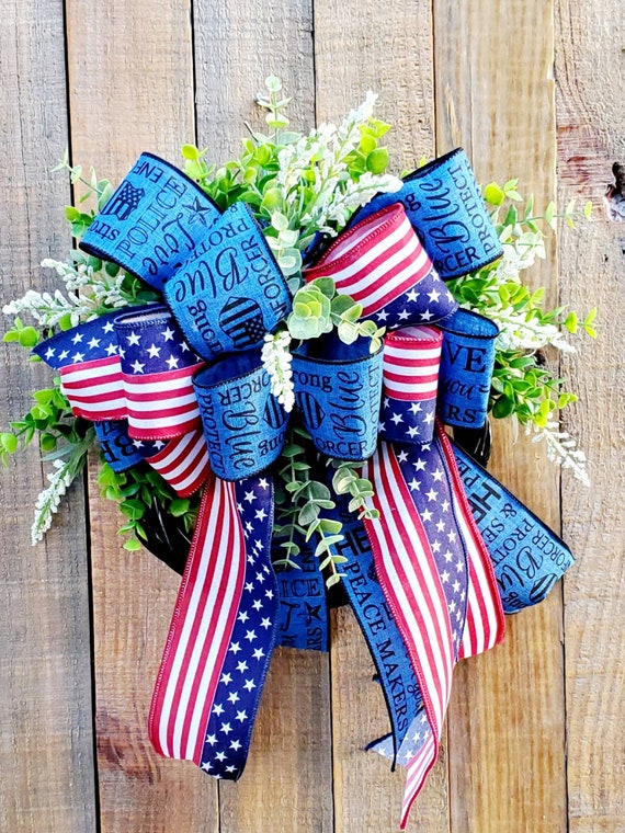 Thin Blue Line Support Wreath Thin Blue Line Police Support - Etsy