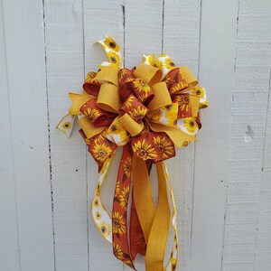 Fall Bow Sunflower Wreath Bow Farmhouse Sunflower Lantern | Etsy