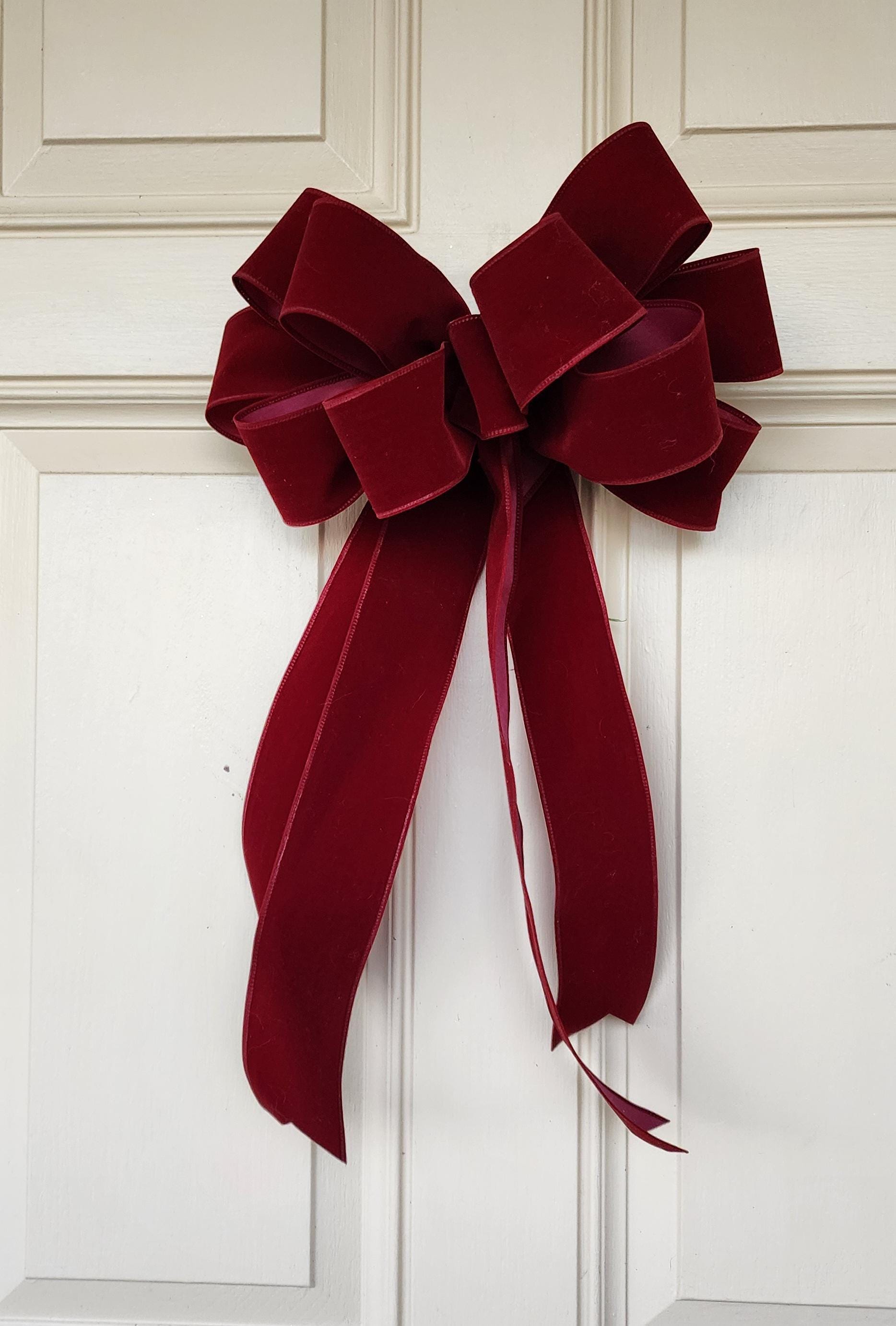Burgundy Wired Velvet Decorative Tree Bows - Etsy