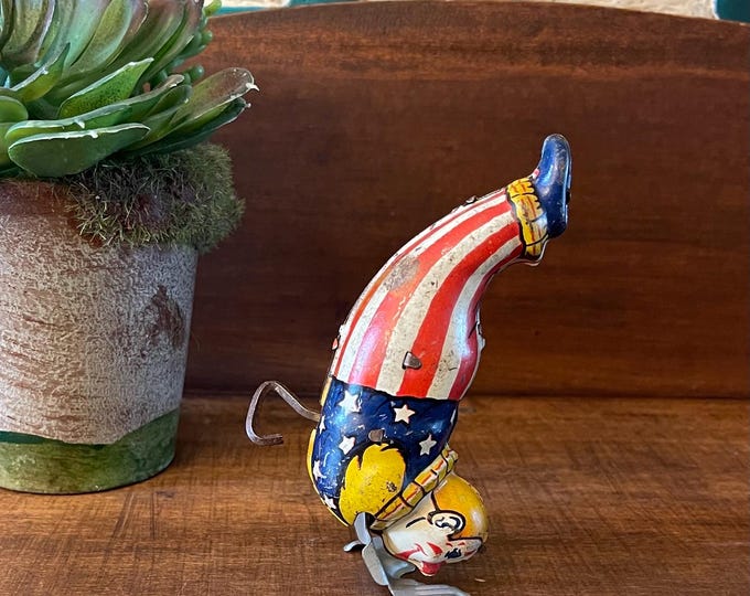 WORKS! Vintage Tin Litho Wind up Clown Doing Handstand Toy Chein ...