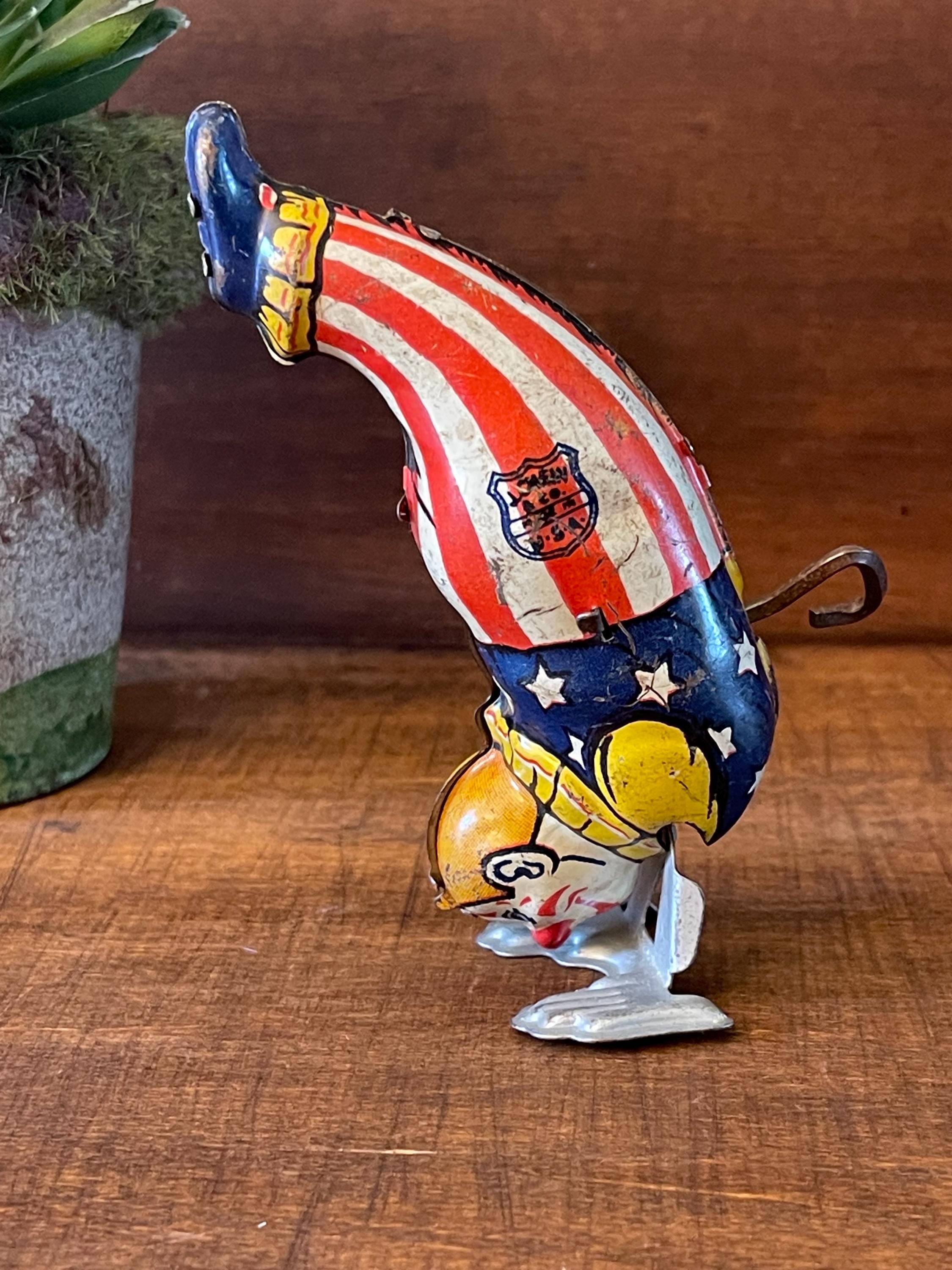 WORKS Vintage Tin Litho Wind up Clown Doing Handstand Toy Chein Walking ...
