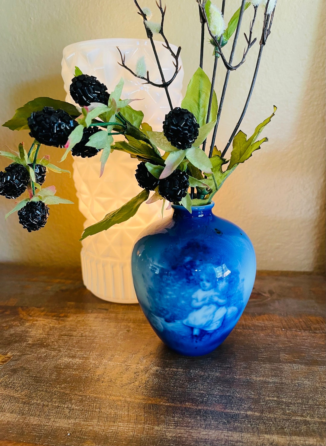 Antique Royal Bayreuth Flow Blue Vase-child in a Garden - Etsy