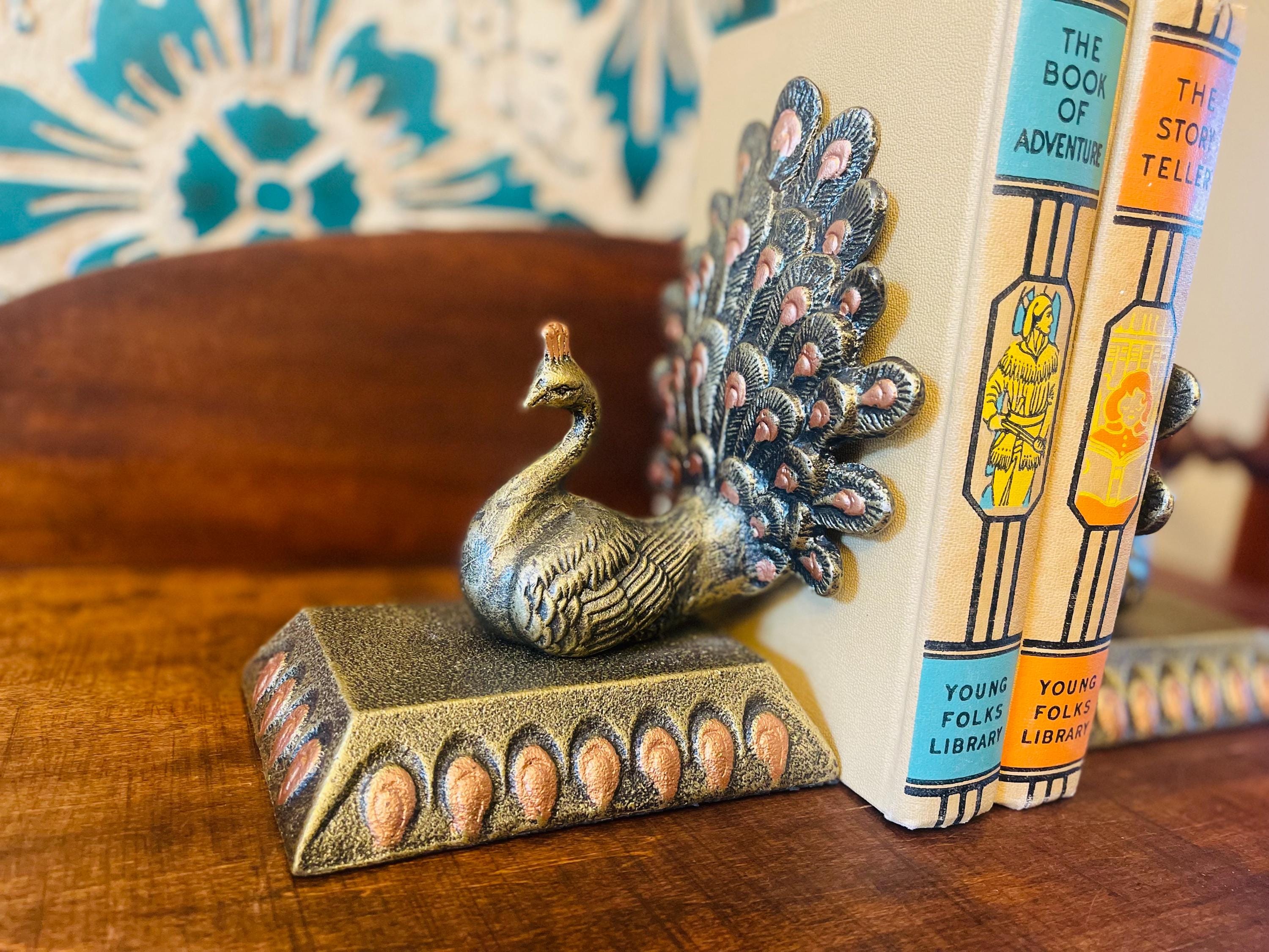 Vintage Peacock Bookends-heavy - Etsy