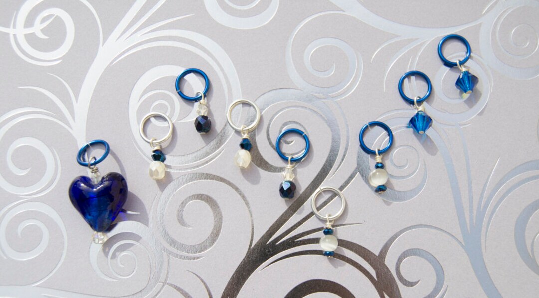 Blue Heart Stitch Marker Set - Etsy