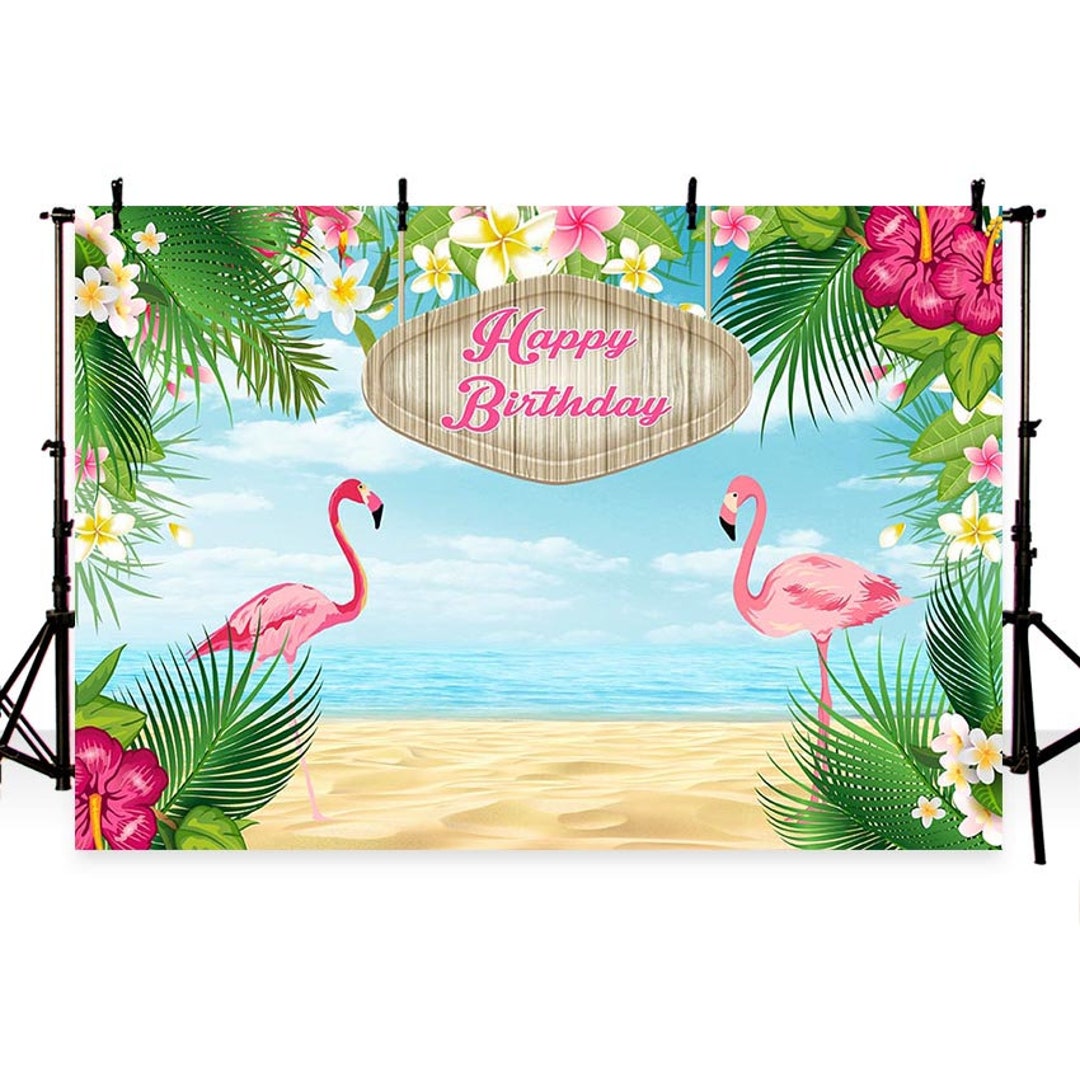 Cartoon Flamingos Bird Birthday Party Horizontal Photography Studio ...