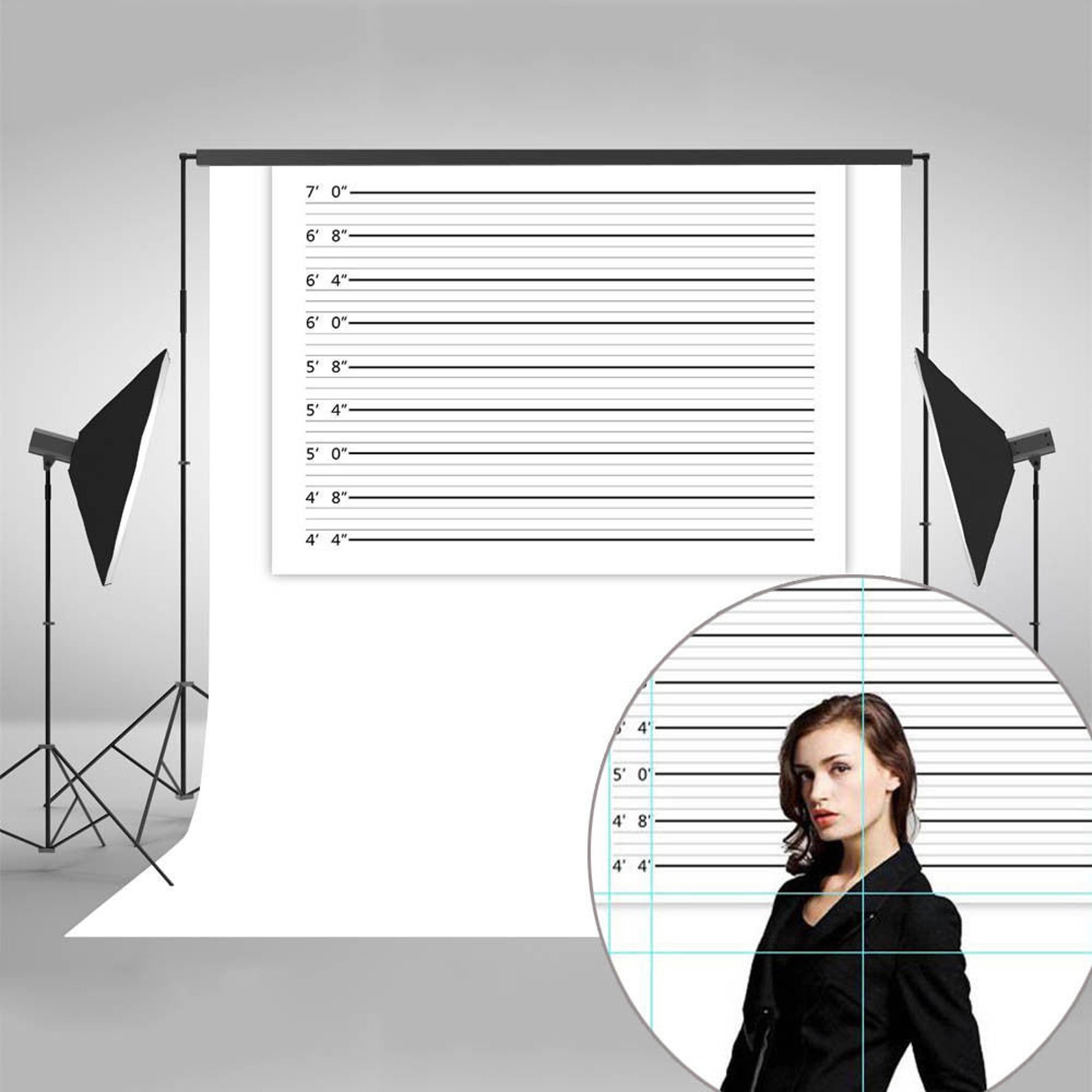 Police Lineup Mug Shot Height Chart Photography Studio Backdrop ...