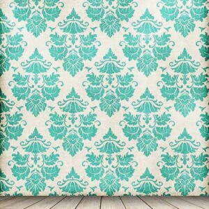 Retro Green Damask Tufted Pattern Wood Floor Photography Studio ...