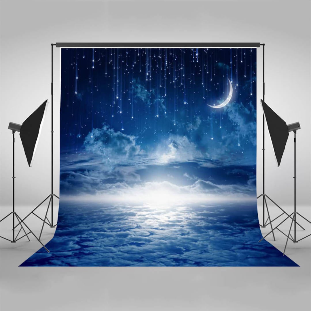 Fairy Tale Blue Sky Moonlight Night Star Photography Studio Backdrop ...
