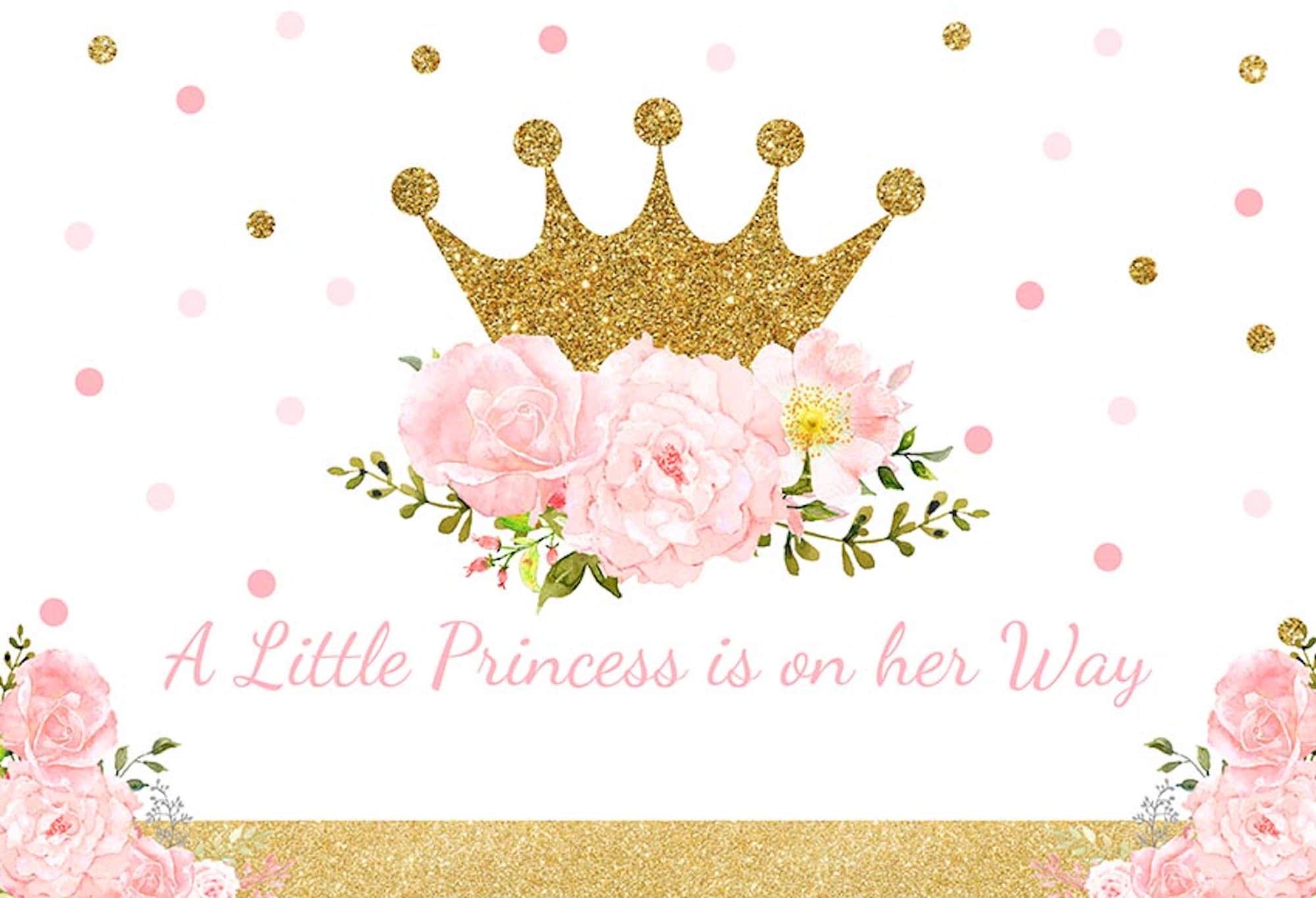 Little Princess Flowers Baby Shower Birthday Gold Crown Photography ...