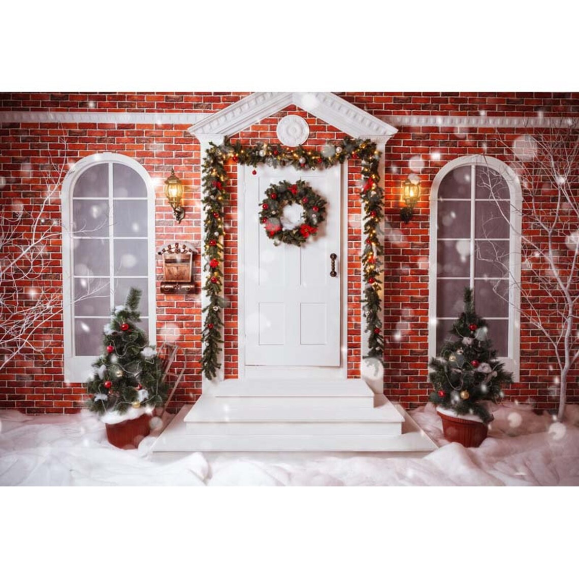 White Winter Christmas Snow House Photography Studio Backdrop - Etsy