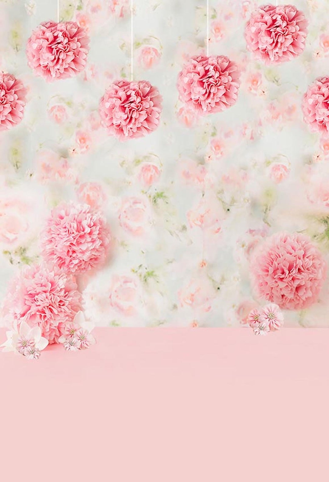 Newborn Baby Pink Floral Birthday Photography Studio Backdrop ...