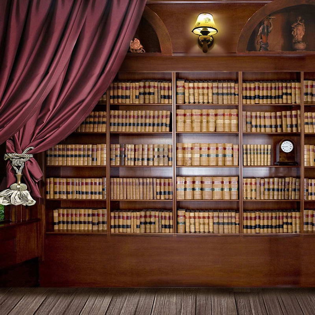 Bookshelf School Study Room Library Books Photography Studio Backdrop ...