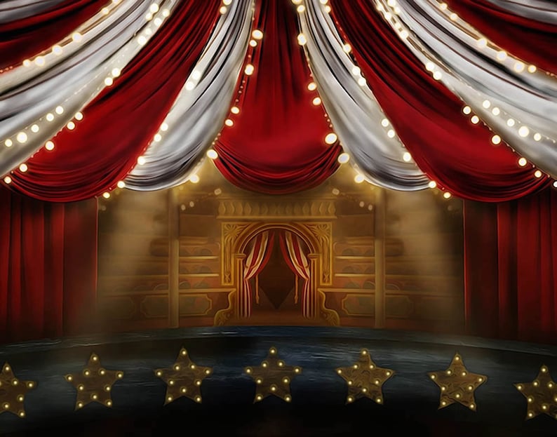 Red Curtain Tent Circus Stage Stars Ferris Wheel Photography Studio ...