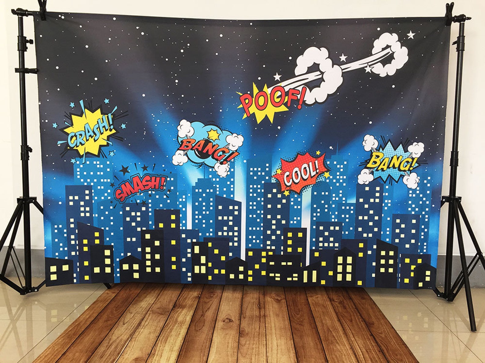 Superhero Bang Cool Modern City Birthday Photography Backdrop | Etsy
