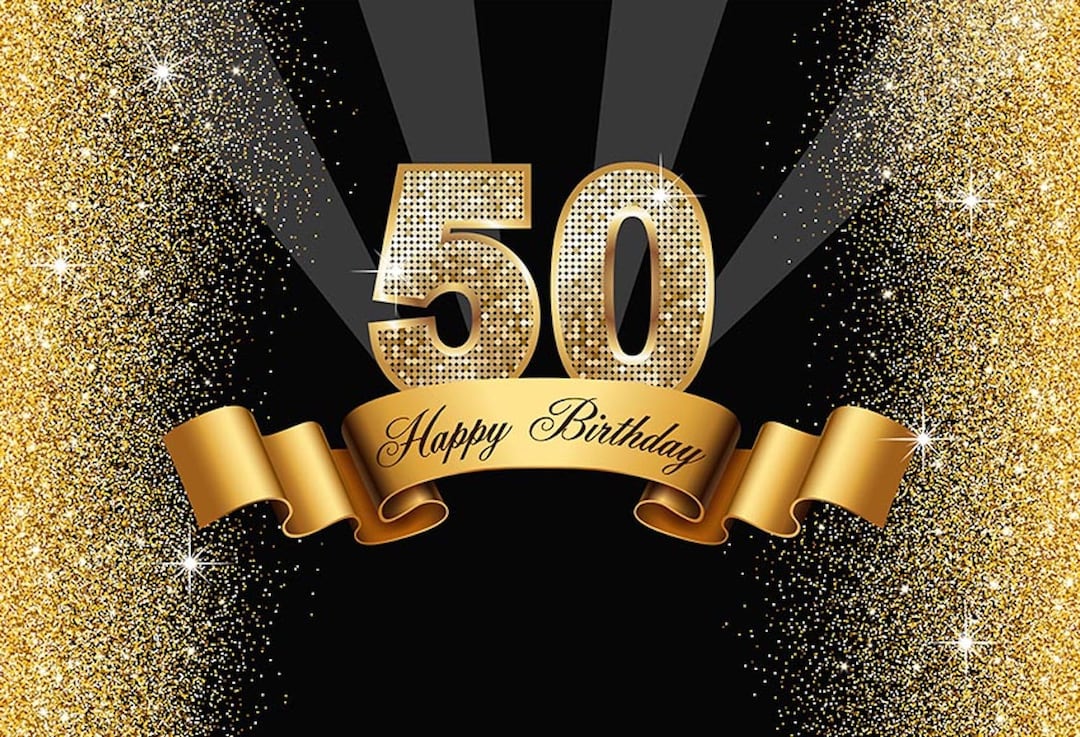 Vinyl Happy 50th Birthday Party Glitter Photography Studio Backdrop ...