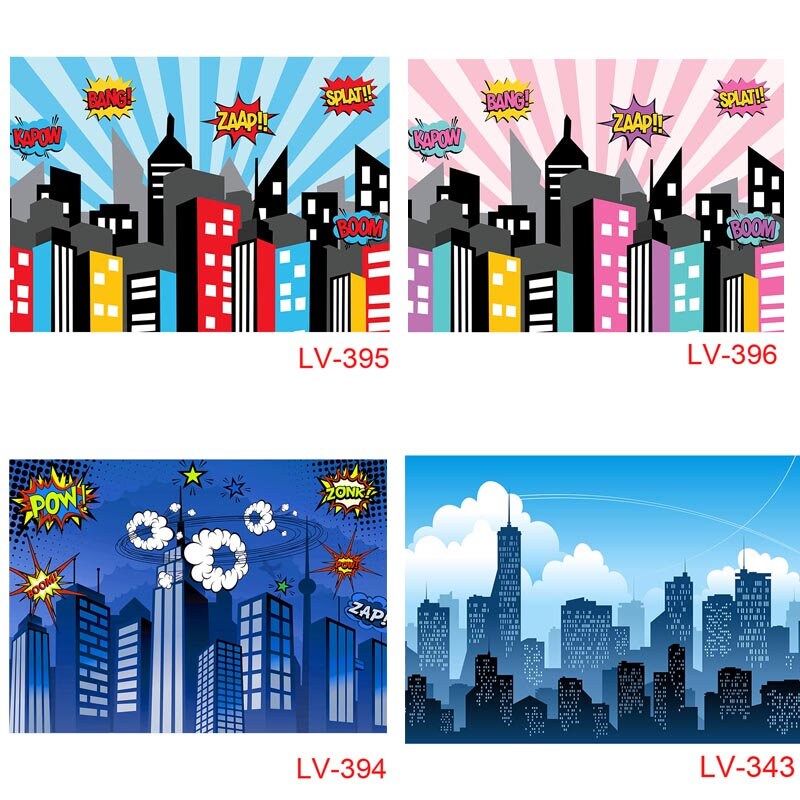 Superhero Bang Cool Modern City Birthday Photography Backdrop | Etsy