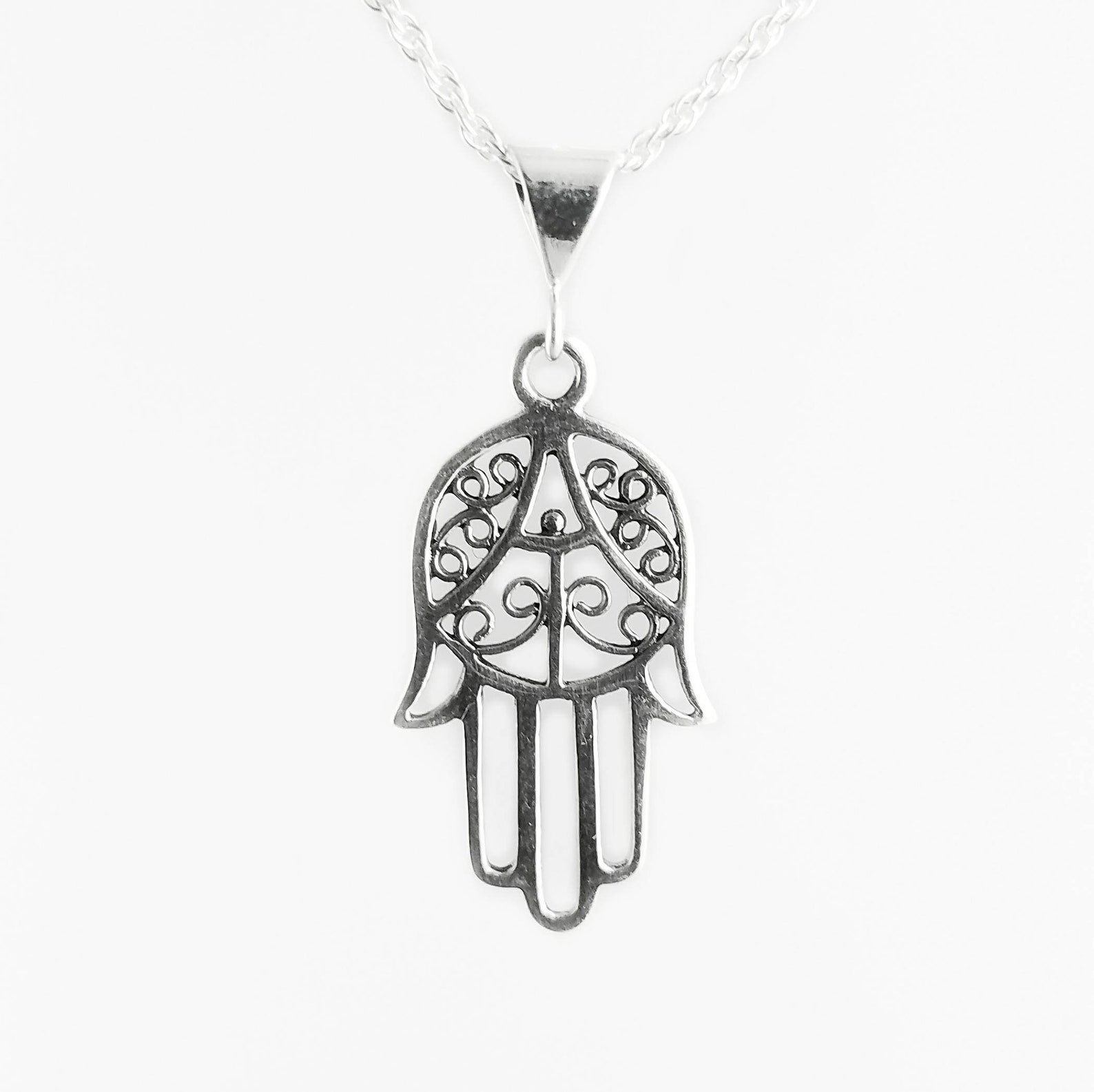 Healing Hand Necklacesilver Hand Pendanthamsa - Etsy