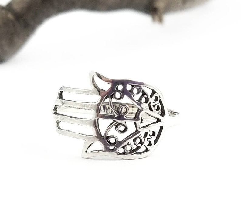 Hand RingSterling Silver Healing Hand RingHamsa Silver | Etsy