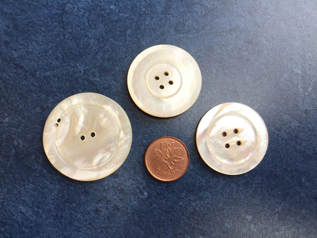Vintage Mother of Pearl Buttons, Large Shell Buttons, Mismatched Set of ...