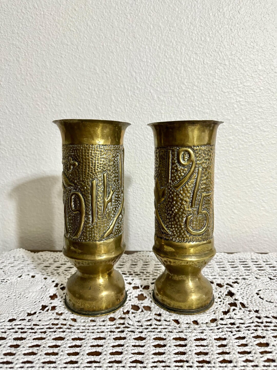 WW1 Trench Art Pair Artillery Shell Casings French Shell Casing ...