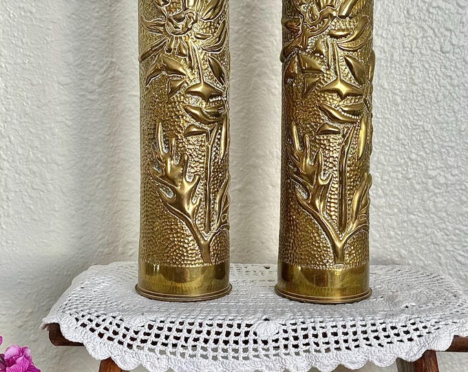WW1 Trench Art Artillery Shell Casings French Sunflowers Shells ...