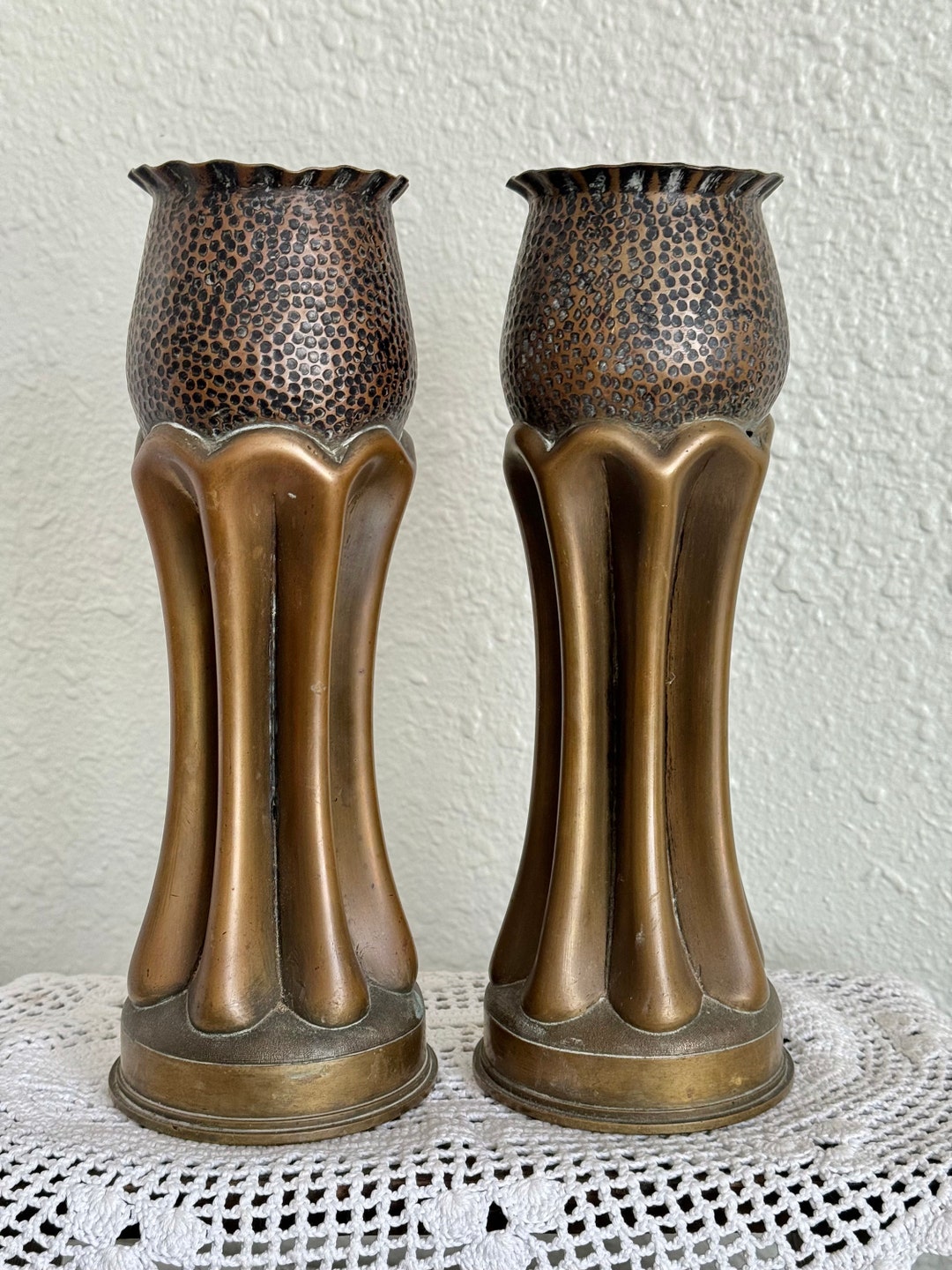 WW1 Military Shell Casings Trench Art Vases Militaria Memorabilia ...