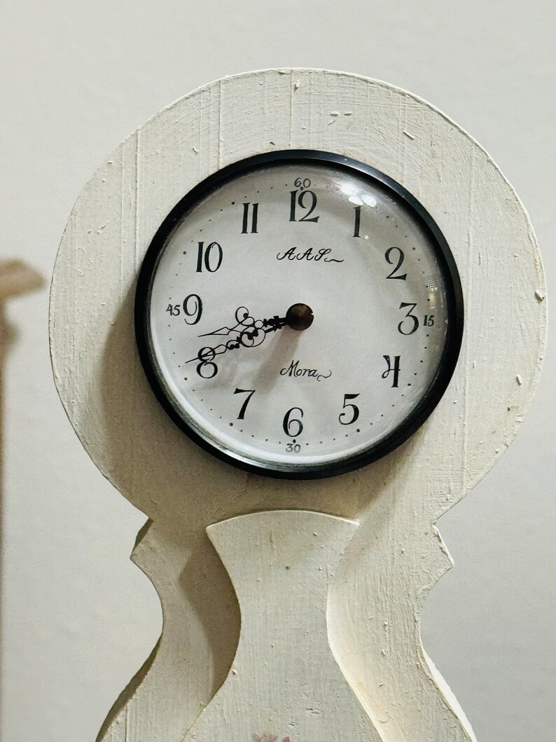 Scandinavian Mora Swedish Clock Wooden Table Clock Cream Clock Painted ...